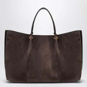 Valentino Garavani Large Rockstud Ebony Suede Shopping Bag