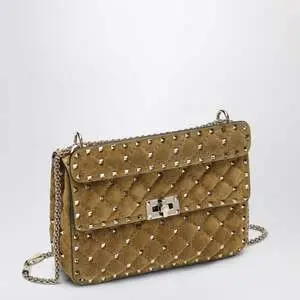Valentino Garavani Medium Rockstud Spike Havana Suede Bag