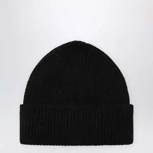 LE BONNET Beanie In Wool And Caregora In Onyx - Black