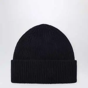 LE BONNET Beanie In Wool And Caregora In Midnight - Blue