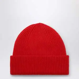 LE BONNET Beanie In Wool And Caregora In Crimson - Red