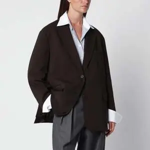 THE FRANKIE SHOP Bea Dark Single-breasted Jacket - Brown