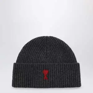 AMI Paris De Coeur Beanie In Wool - Grey