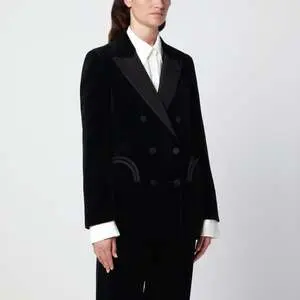 BLAZÉ MILANO Velvet Peak Lapel Double-breasted Blazer