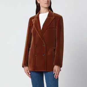BLAZÉ MILANO Velvet Double-breasted Blazer - Brown