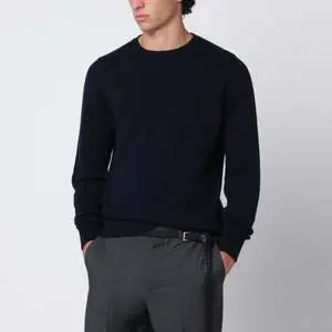 DRUMOHR Navy Crew-neck Sweater In Cashmere - Blue