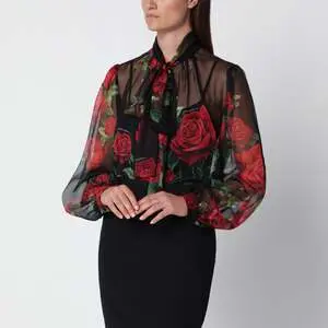 Dolce & Gabbana Silk Rose Print Blouse