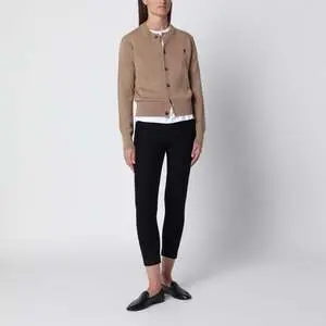 AMI Paris Camel De Coeur Wool Cardigan