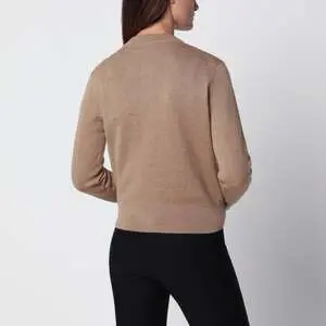 AMI Paris Camel De Coeur Wool Cardigan