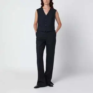 BLAZÉ MILANO Feral Vest In Navy Wool And Mohair