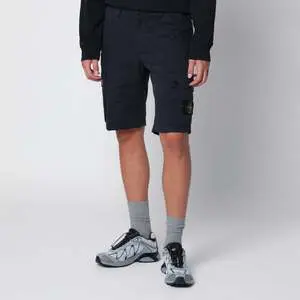 Stone Island Navy Stretch Cotton Cargo Shorts