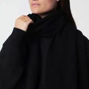 LE BONNET Scarf In Wool And Caregora In Onyx