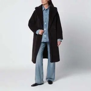 Max Mara Teddy Bear Icon Coat In Ebony Alpaca And Wool - Brown
