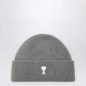 AMI Paris De Coeur Wool-blend Beanie - Grey