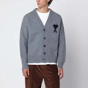 AMI Paris De Coeur Merino Wool Cardigan
