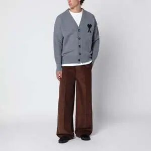 AMI Paris De Coeur Merino Wool Cardigan