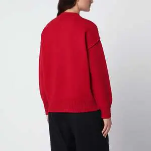AMI Paris Ruby De Coeur Merino Wool Cardigan