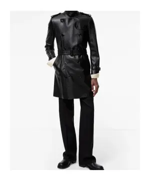 Burberry Mid-length Leather Kensington Trench Coat