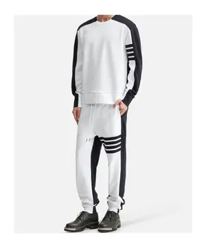 Thom Browne Colorblock Drawstring Sweatpants - White/navy