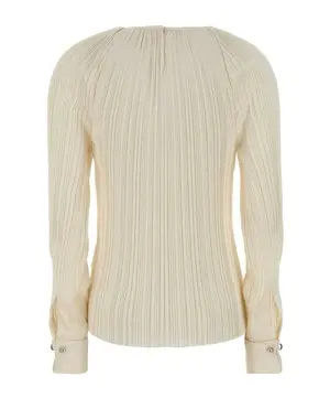 LANVIN Plissé-effect Buttoned-cuff Top - No