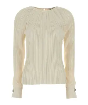 LANVIN Plissé-effect Buttoned-cuff Top