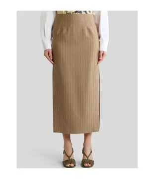 Etro Wool Jacquard Midi Skirt With Striped Pattern
