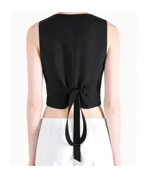 ANN DEMEULEMEESTER V-neck Vest With Button-front Closure And Tie Detail