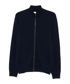 Canali Zip-up Ribbed-knit Sweater - Navy Blue