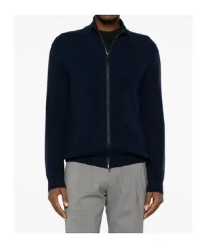 Canali Zip-up Ribbed-knit Sweater