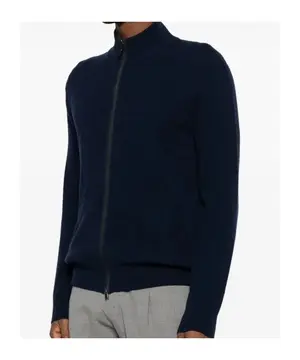 Canali Zip-up Ribbed-knit Sweater