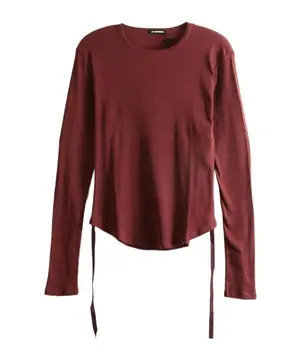 ANN DEMEULEMEESTER Ruched Cropped Long-sleeve Top - Red