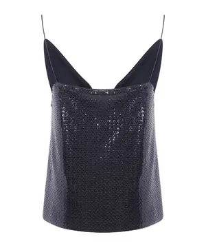 Alberta Ferretti Sequin V-neck Camisole - Black