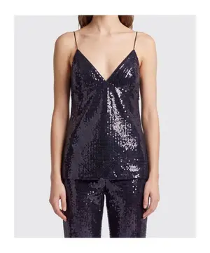 Alberta Ferretti Sequin V-neck Camisole - Black