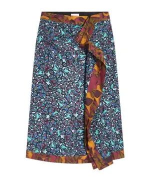 Dries Van Noten Midi Draped Abstract-print Skirt - Multi-color