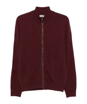 Canali Zip-up Ribbed-knit Sweater - Red