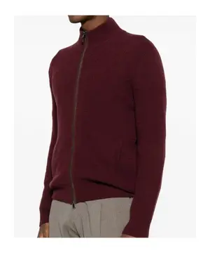 Canali Zip-up Ribbed-knit Sweater