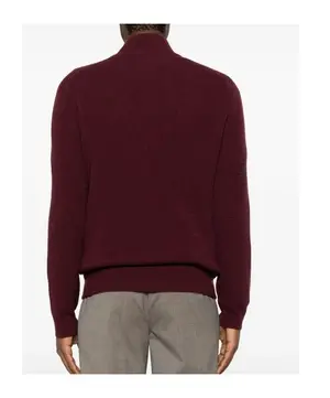 Canali Zip-up Ribbed-knit Sweater