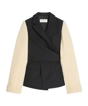 Dries Van Noten Knitted Sleeves Wool Blazer