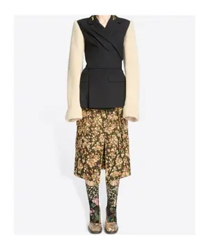 Dries Van Noten Knitted Sleeves Wool Blazer