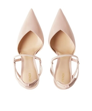 Fendi Nude Patent Leather High-heeled Slingbacks