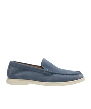 Hugo Boss Suede Loafers With Embossed Logo - Light Blue