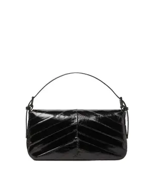 Fendi Baguette 26424 Inlaid Hagfish Leather Bag - Black