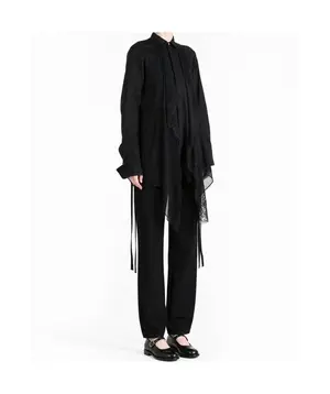 ANN DEMEULEMEESTER Deconstructed Lace Trim Shirt