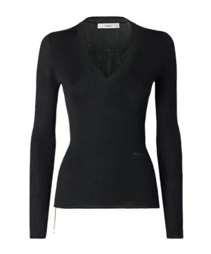 Fendi Wool Ribbed Jumper - Black