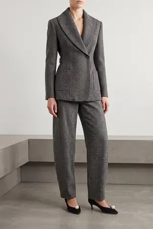 Magda Butrym Herringbone Wool Blend Trousers