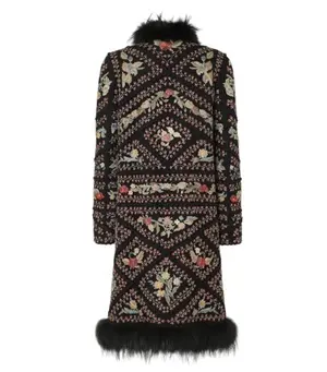 Fendi Embroidered Tulle Coat With Fox Fur Trim