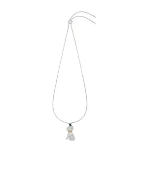 Loewe Dog Necklace In Enamel - Silver/green