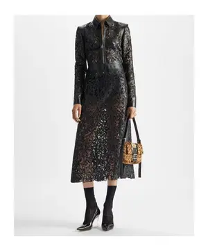 Fendi Baguette 26424 Embroidered Jaguar Print Pony-effect Leather Bag