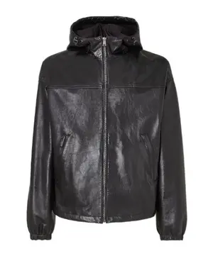 Fendi Nappa Leather Blouson With Drawstring Hood