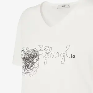 Fendi Ivory Jersey T-shirt With Groviglio Print
